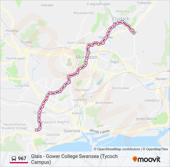 967 Route: Schedules, Stops & Maps - Swansea College (Updated)
