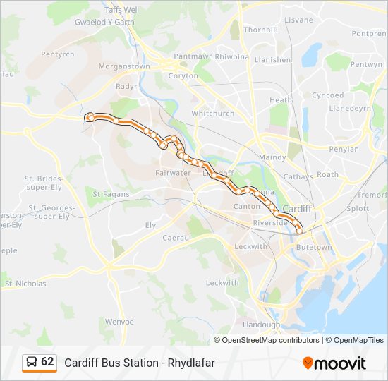 62 Route: Schedules, Stops & Maps - Cardiff Bus Station (Updated)