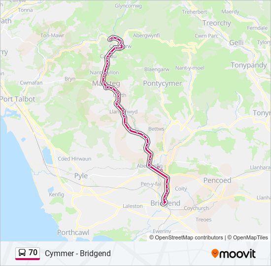 70 Route: Schedules, Stops & Maps - Bridgend (Updated)