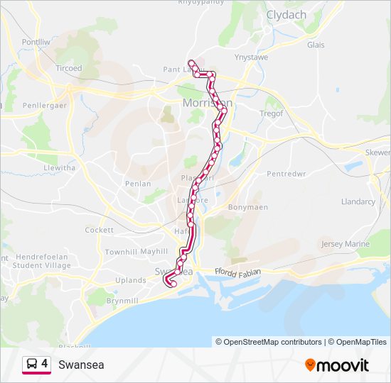 4 Route: Schedules, Stops & Maps - Swansea (Updated)