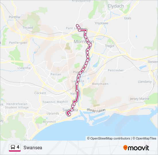 4 Route: Schedules, Stops & Maps - Swansea (Updated)