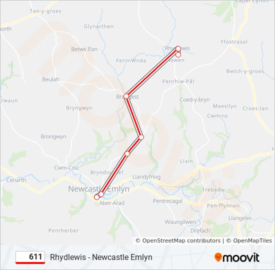 611 Route: Schedules, Stops & Maps - Newcastle Emlyn (Updated)