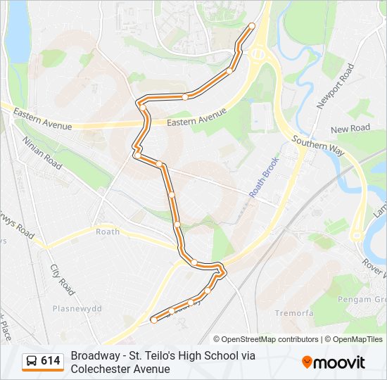 614 Route: Schedules, Stops & Maps - Adamsdown (Updated)
