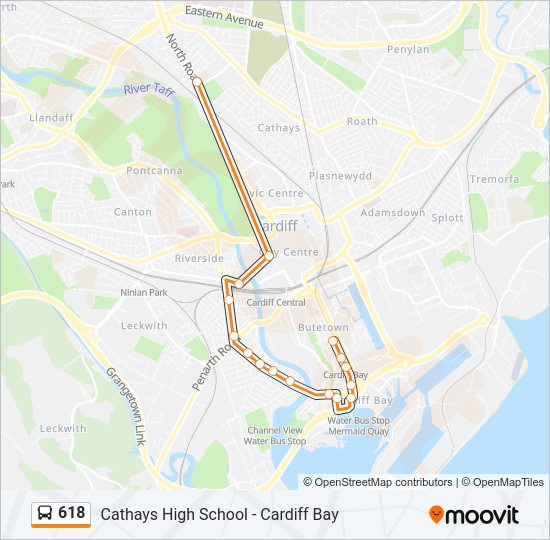 618 Route: Schedules, Stops & Maps - Butetown (Updated)