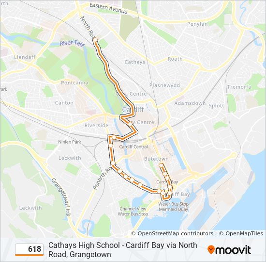 618 Route: Schedules, Stops & Maps - Butetown (Updated)