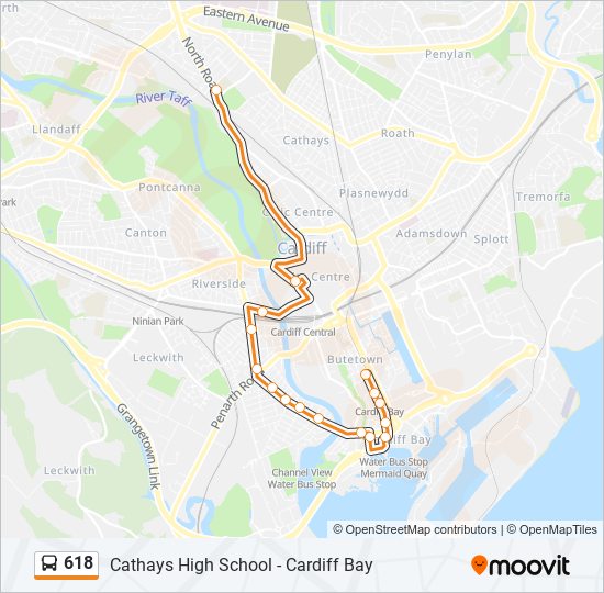 618 Route: Schedules, Stops & Maps - Butetown (Updated)