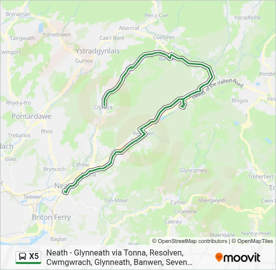 X5 Route: Schedules, Stops & Maps - Crynant (Updated)