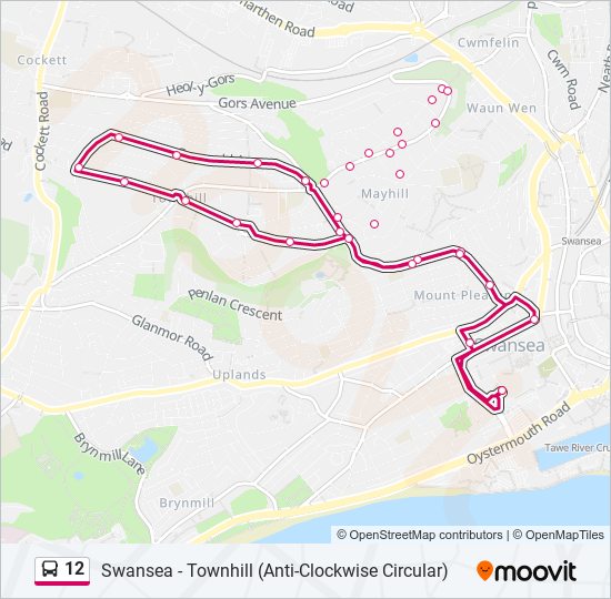 12 Route: Schedules, Stops & Maps - Swansea (Updated)
