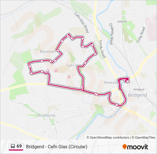 69 Route: Schedules, Stops & Maps - Bridgend (Updated)