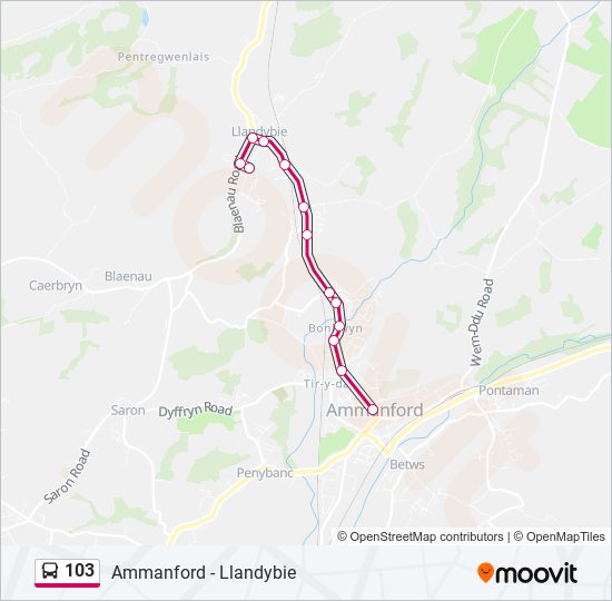 103 Route: Schedules, Stops & Maps - Llandybie (Updated)