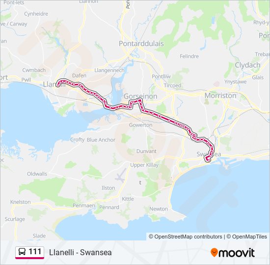 111 Route: Schedules, Stops & Maps - Swansea (Updated)