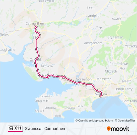 x11 Route: Schedules, Stops & Maps - Swansea (Updated)