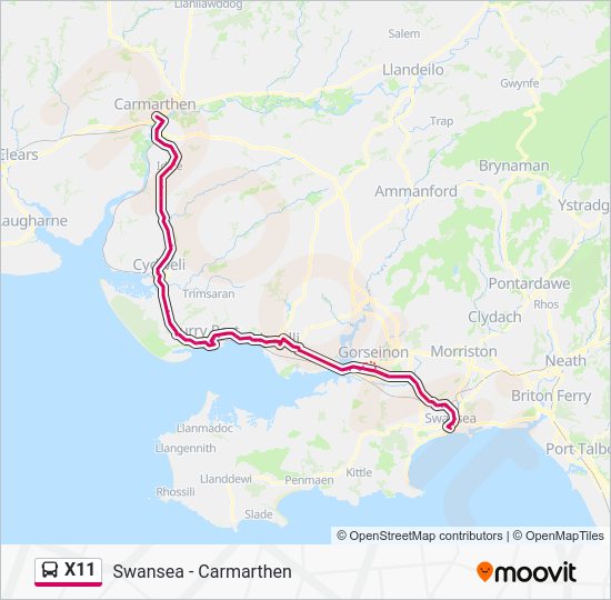 X11 Route: Schedules, Stops & Maps - Swansea (Updated)