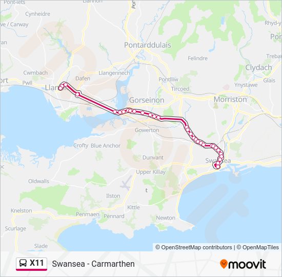 X11 Route: Schedules, Stops & Maps - Llanelli (Updated)