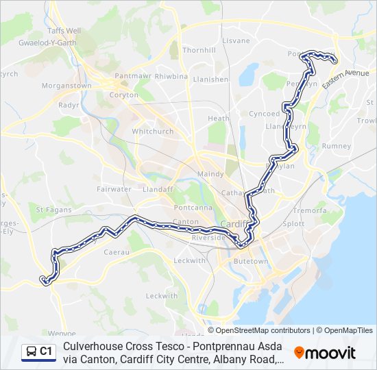 c1 Route: Schedules, Stops & Maps - Pontprennau (Updated)