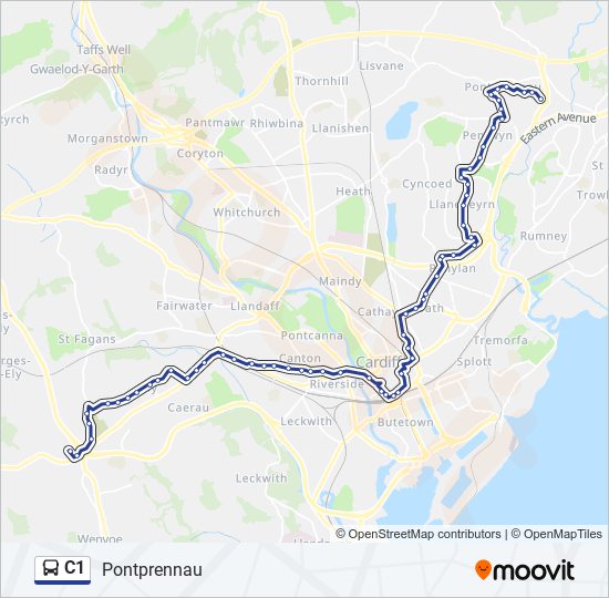 c1 Route: Schedules, Stops & Maps - Pontprennau (Updated)