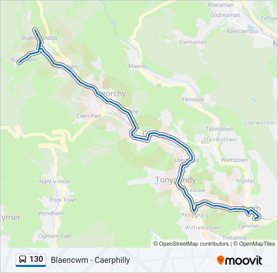 130 Route: Schedules, Stops & Maps - Porth (Updated)