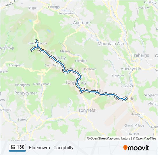 130 Route: Schedules, Stops & Maps - Pontypridd (Updated)