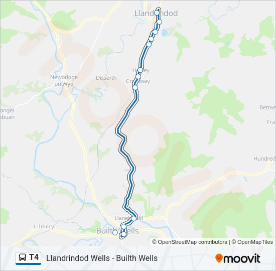 T4 Route: Schedules, Stops & Maps - Builth Wells (Updated)