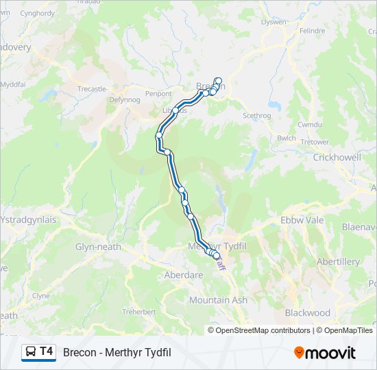 t4 Route: Schedules, Stops & Maps - Brecon (Updated)