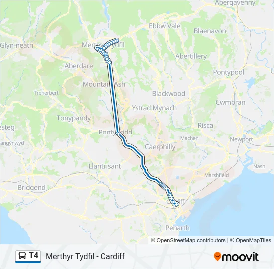 T4 Route: Schedules, Stops & Maps - Dowlais Top (Updated)