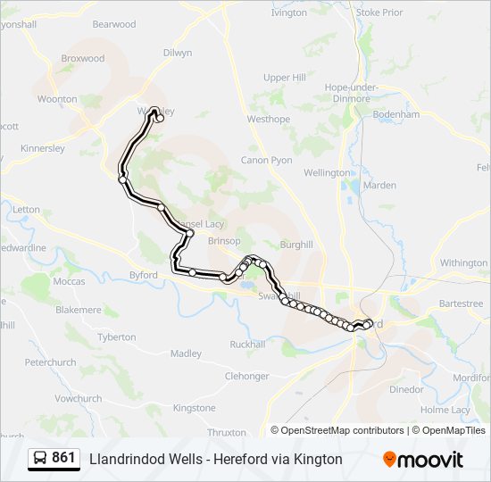 861 Route: Schedules, Stops & Maps - Weobley (Updated)