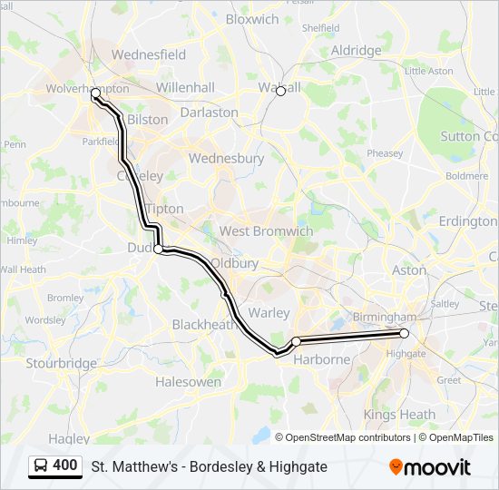 400 Route: Schedules, Stops & Maps - Wolverhampton (Updated)