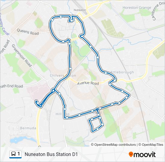 1 Route: Schedules, Stops & Maps - Nuneaton Bus Station D1 (Updated)