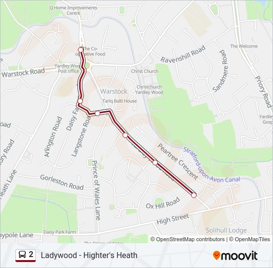 2 Route: Schedules, Stops & Maps - Warstock (Updated)