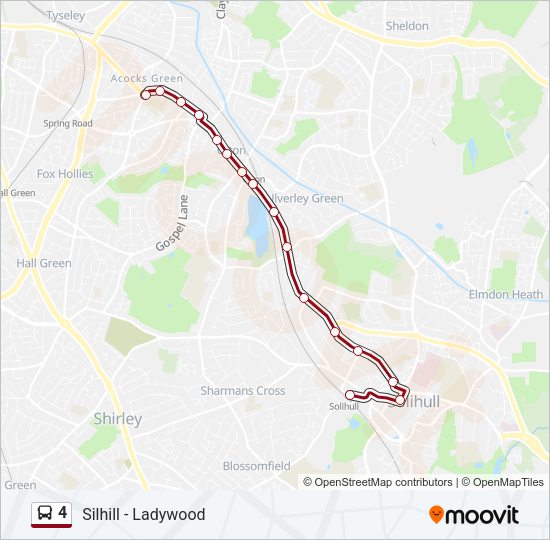 4 Route: Schedules, Stops & Maps - Acocks Green Village (Updated)