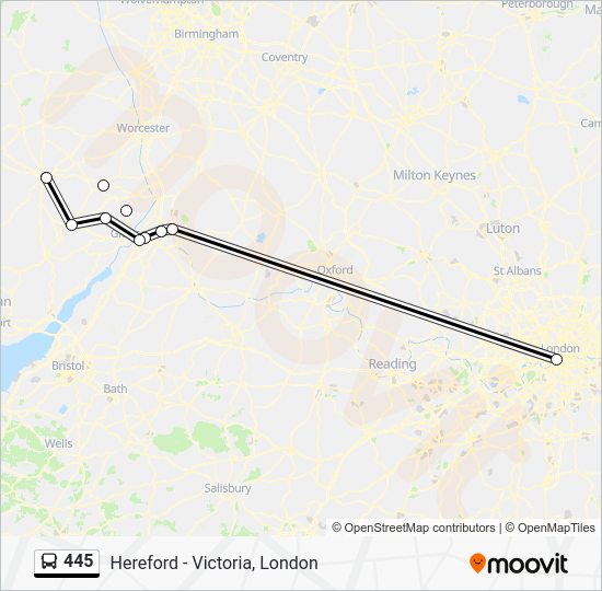 445 Route: Schedules, Stops & Maps - Hereford - Victoria, London (Updated)