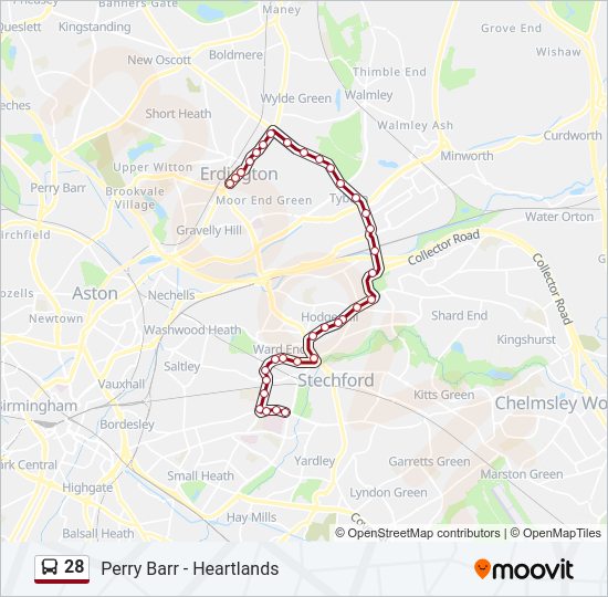 28 Route: Schedules, Stops & Maps - Erdington (Updated)