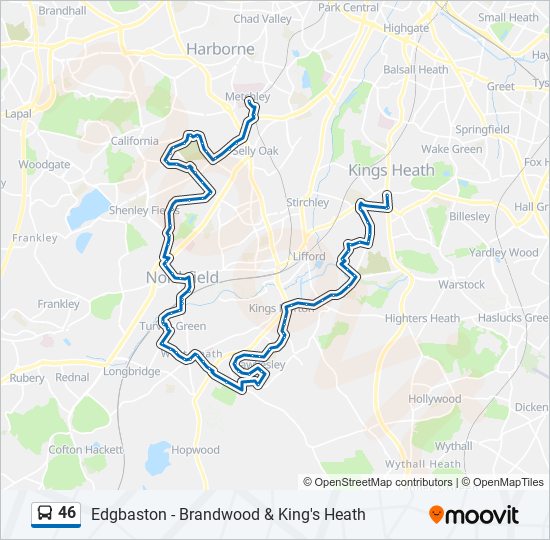 46 Route: Schedules, Stops & Maps - Kings Heath (Updated)