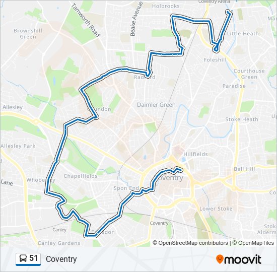 51 Route: Schedules, Stops & Maps - Coventry (Updated)