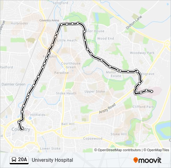 20A Route: Schedules, Stops & Maps - University Hospital (Updated)
