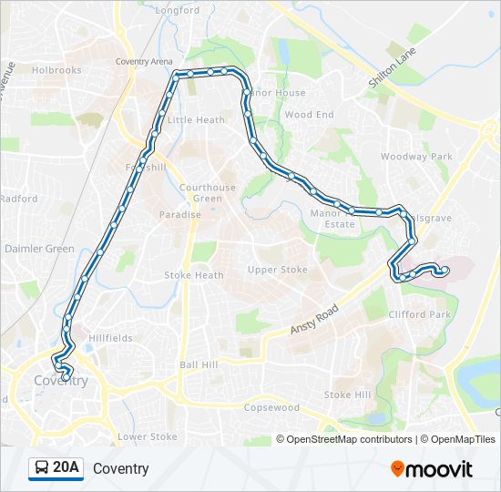 20a Route: Schedules, Stops & Maps - Coventry (Updated)