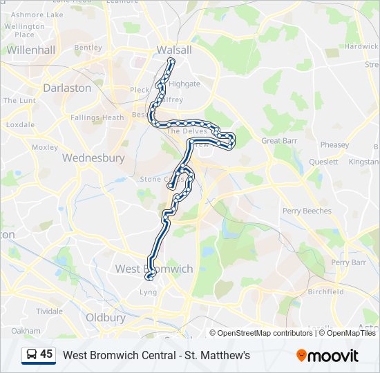45 Route: Schedules, Stops & Maps - Walsall (Updated)