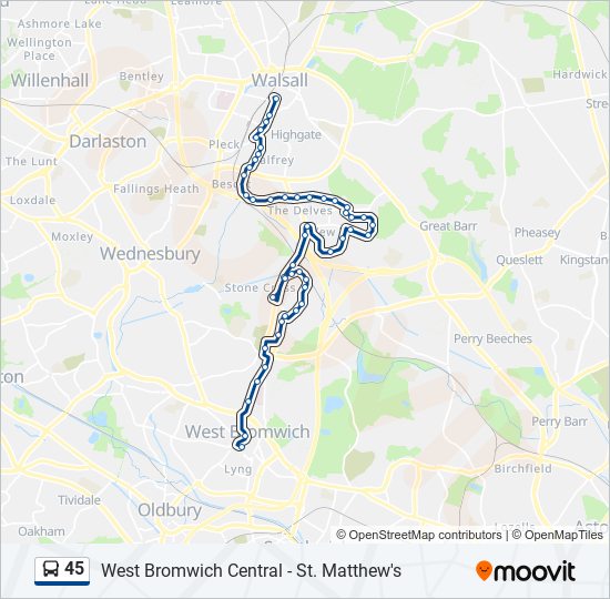 45 Route: Schedules, Stops & Maps - Walsall (Updated)