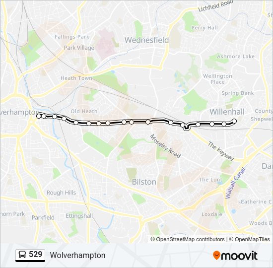 529 Route: Schedules, Stops & Maps - Wolverhampton (Updated)