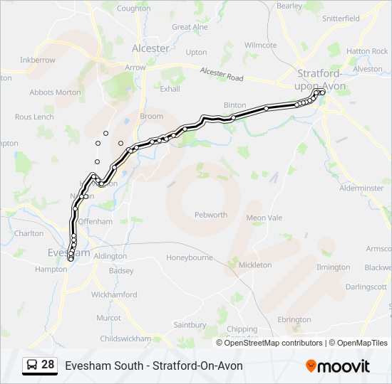 28 Route: Schedules, Stops & Maps - Evesham (Updated)