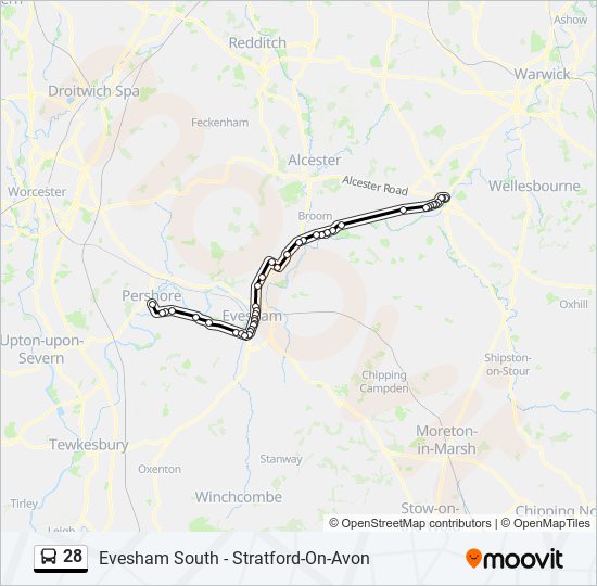 28 Route: Schedules, Stops & Maps - Pershore (Updated)