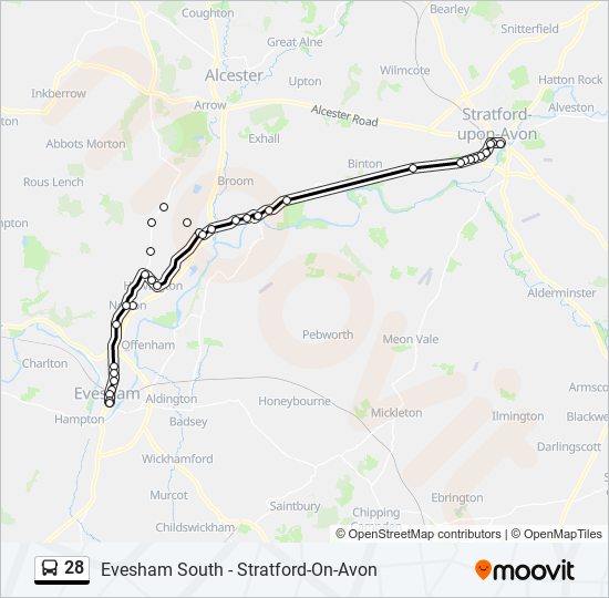 28 Route: Schedules, Stops & Maps - Evesham (Updated)