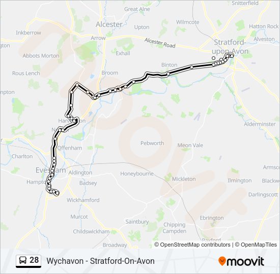 28 Route: Schedules, Stops & Maps - Evesham Morrisons (Updated)