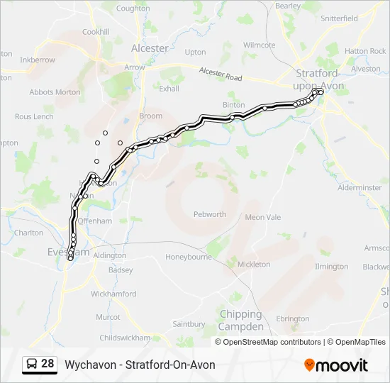 28 Route: Schedules, Stops & Maps - Evesham Evesham Bus Station (Updated)