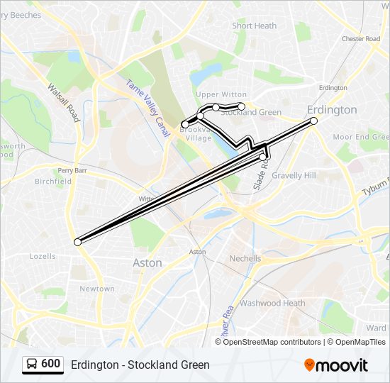 600 Route: Schedules, Stops & Maps - Erdington (Updated)