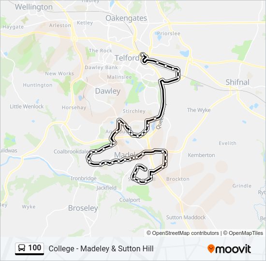 100 Route: Schedules, Stops & Maps - Telford Town Centre (Updated)