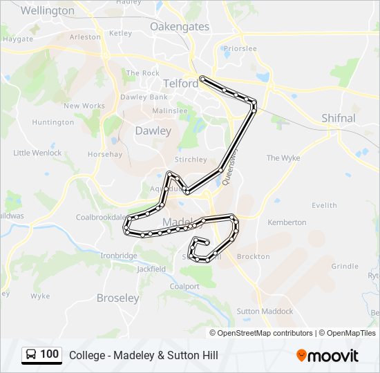 100 Route: Schedules, Stops & Maps - Telford Town Centre (Updated)