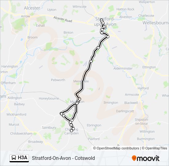 h3a Route: Schedules, Stops & Maps - Mickleton (Updated)