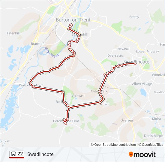 22 Route: Schedules, Stops & Maps - Swadlincote (Updated)