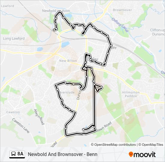 8a Route: Schedules, Stops & Maps - Newbold on Avon (Updated)